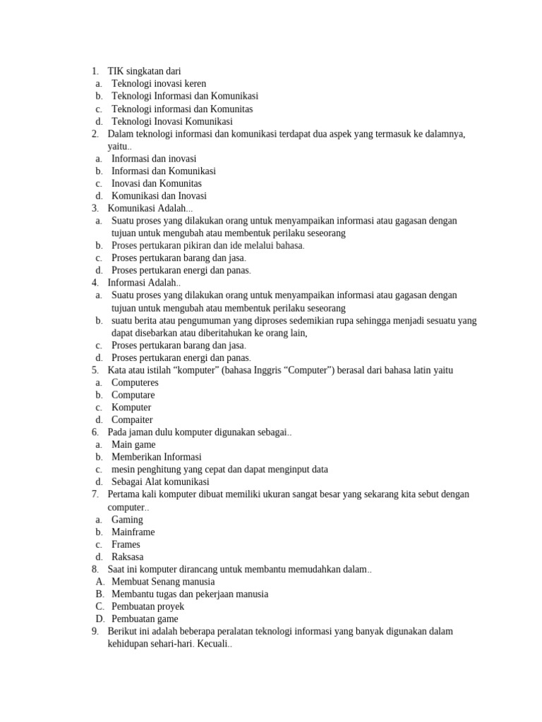 Soal Tik Kelas Vii | PDF