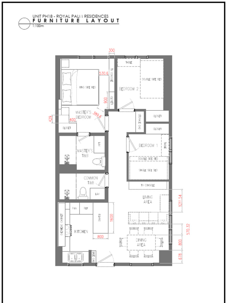 Unit Ph18 - Kamala Building - Furniture Layout | PDF