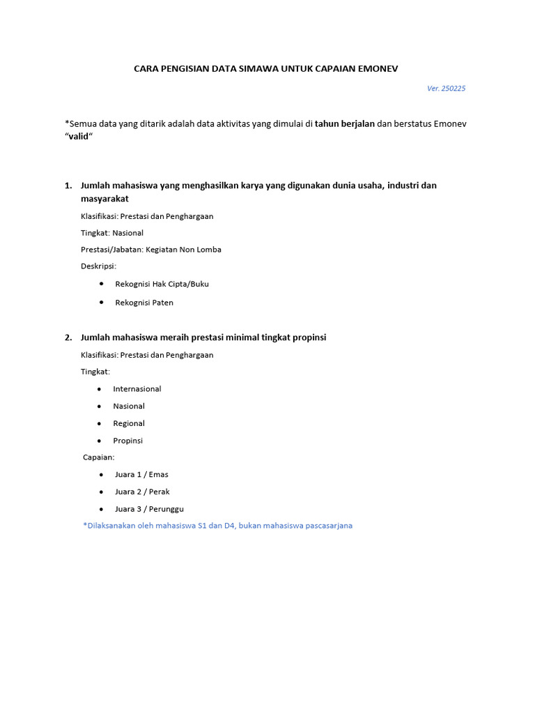 Pengisian Data SIMAWA Emonev 2023 | PDF