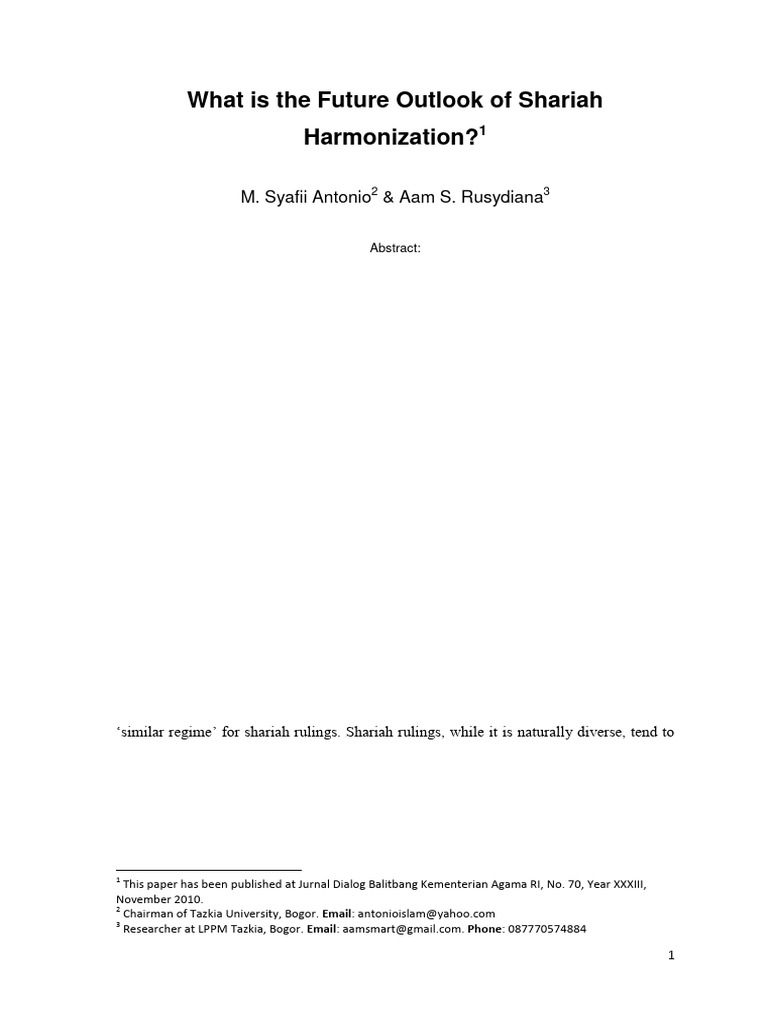 What is the Future Outlook of Shariah Harmonization 1690949251 | PDF ...