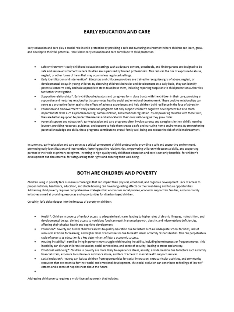 Early Education's Role in Child Protection | PDF | Mental Health ...