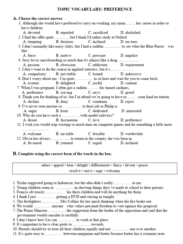 Vocabulary Exercise W2 | PDF