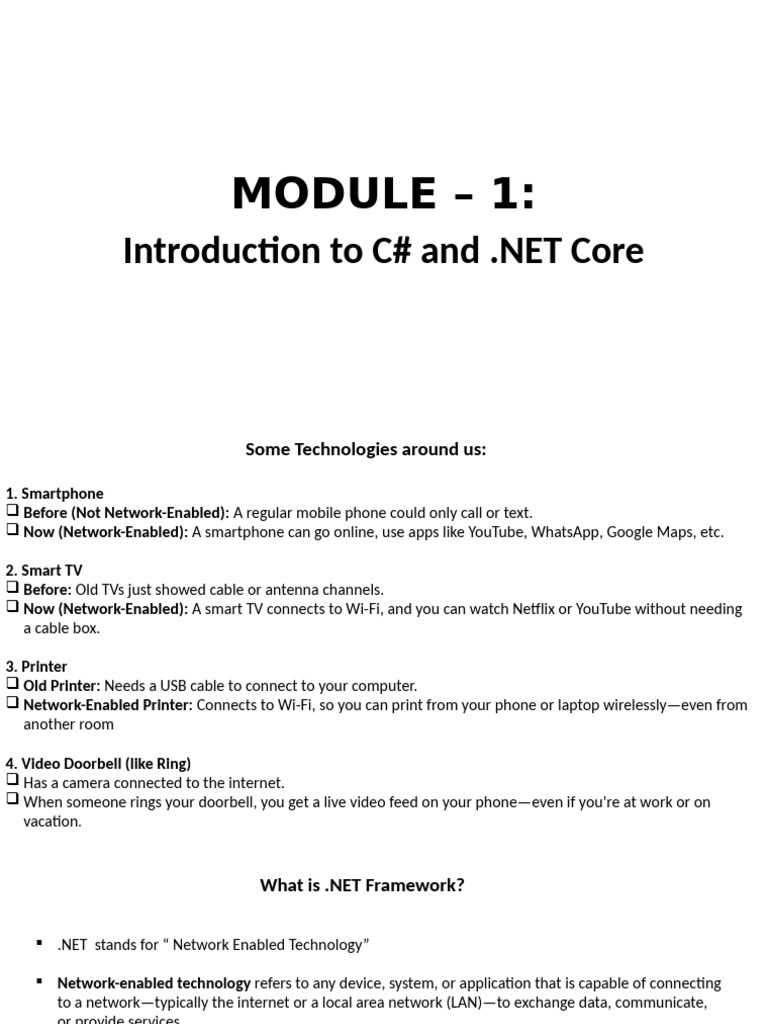 Module 1 NET Framework | PDF | Smartphone | Cross Platform Software
