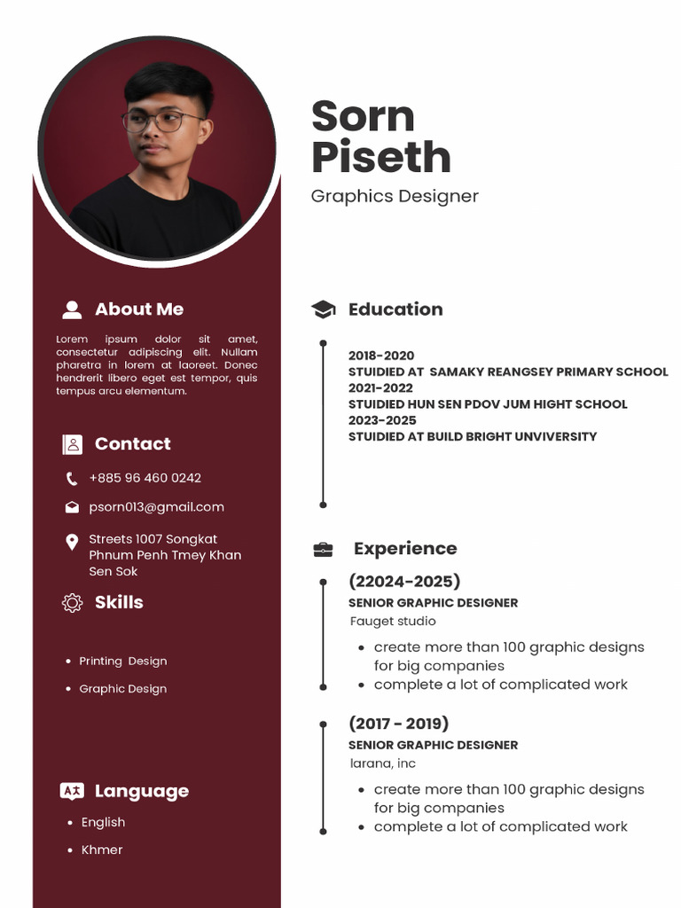 Sorn Piseth CV | PDF