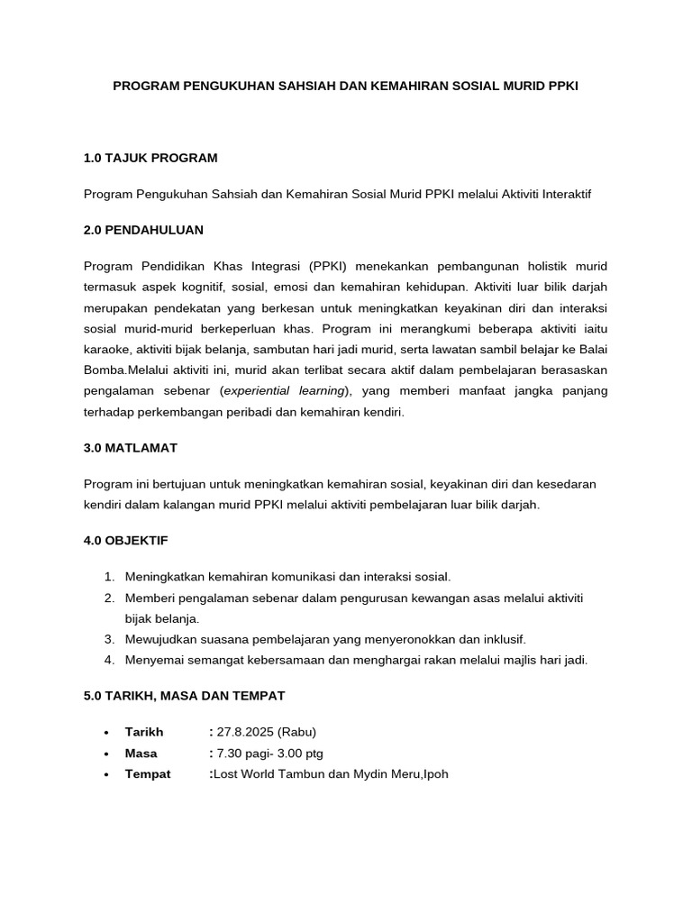 Program Sahsiah dan Kemahiran Sosial PPKI | PDF
