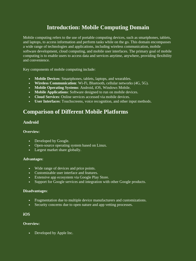 1 Introduction To Mobile Computing Domain | PDF | Java (Programming ...