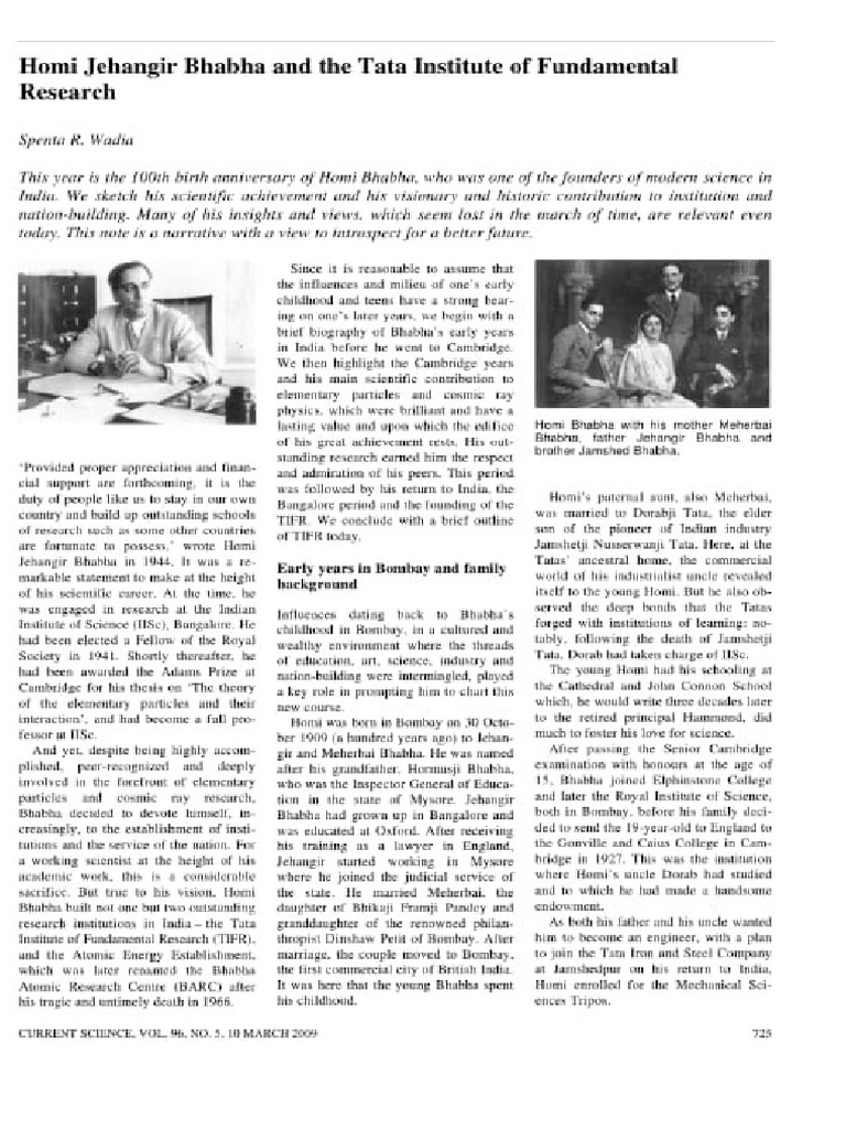 DR Homi Bhabha | PDF