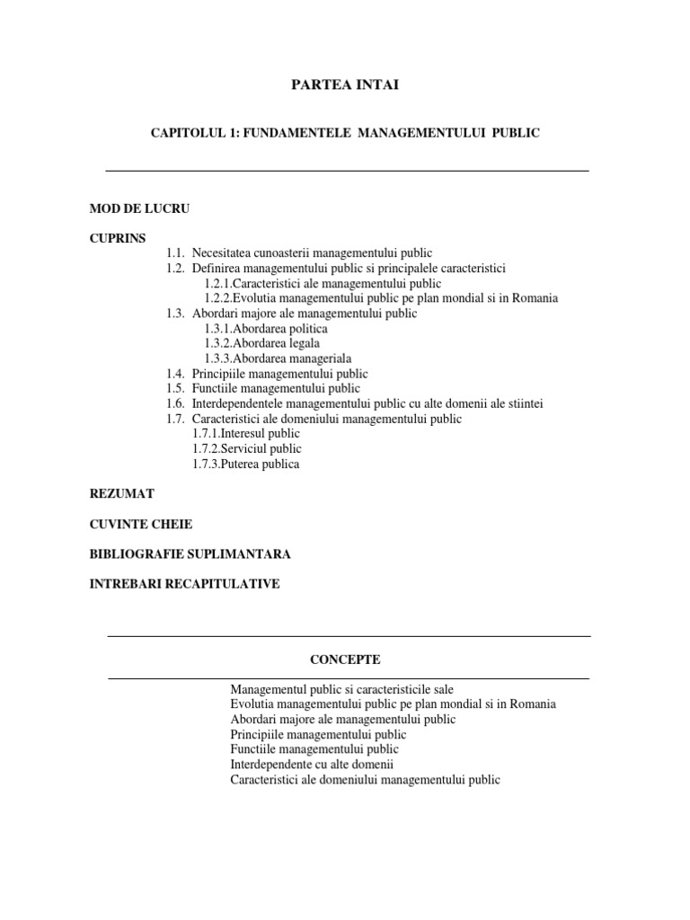 Fundamentele Managementului Public | PDF