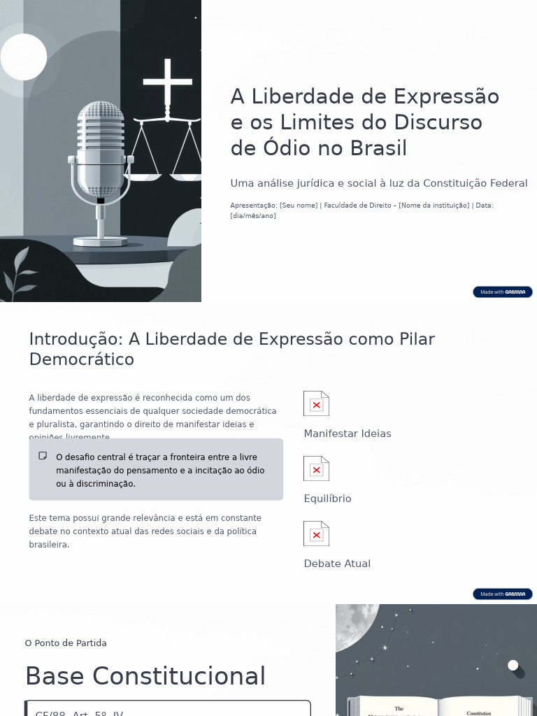 A Liberdade de Expressao e Os Limites Do Discurso de Odio No Brasil ...