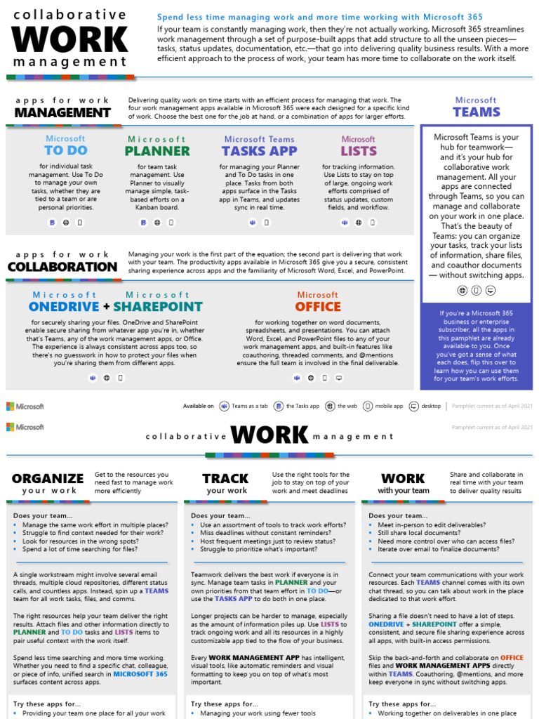 Collaborative Work Management Pamphlet | PDF | Microsoft | Application ...