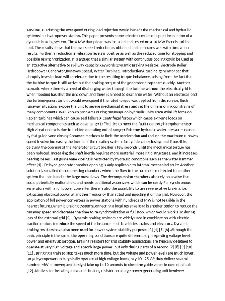 ABSTRACTReducing The Overspeed During Load Rejection Would Benefit The ...