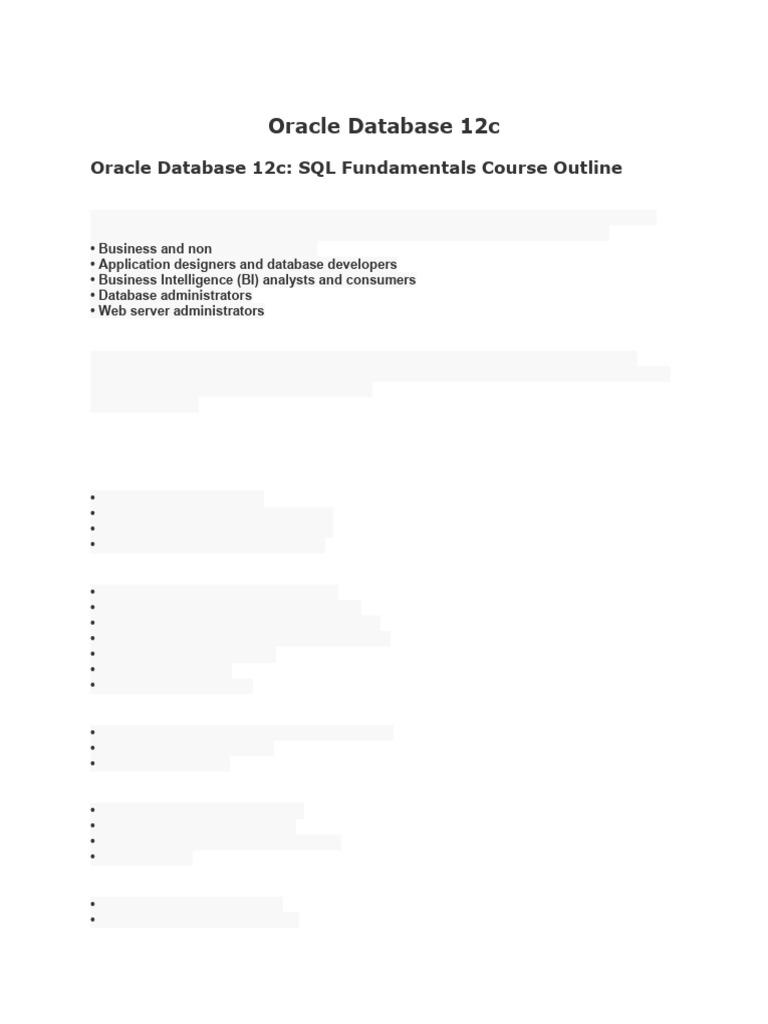 ORACLE Database Outlines 12c | PDF | Pl/Sql | Databases