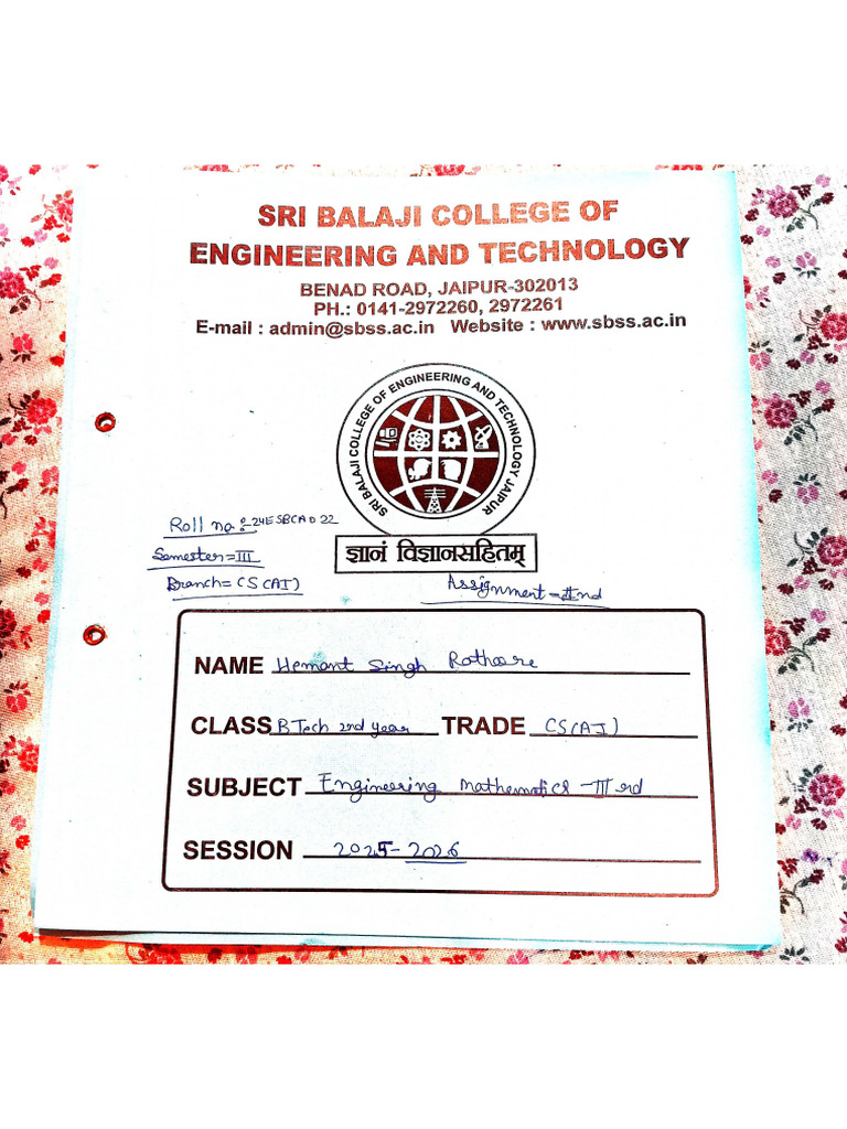 Advanced Engineering Mathematics Assignment 2nd | PDF