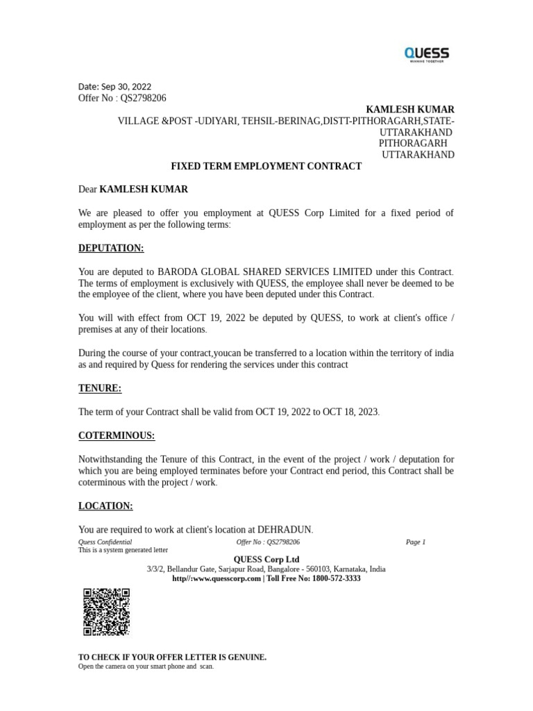 Kamlesh Kumar - Dol | PDF | Employment | Indemnity