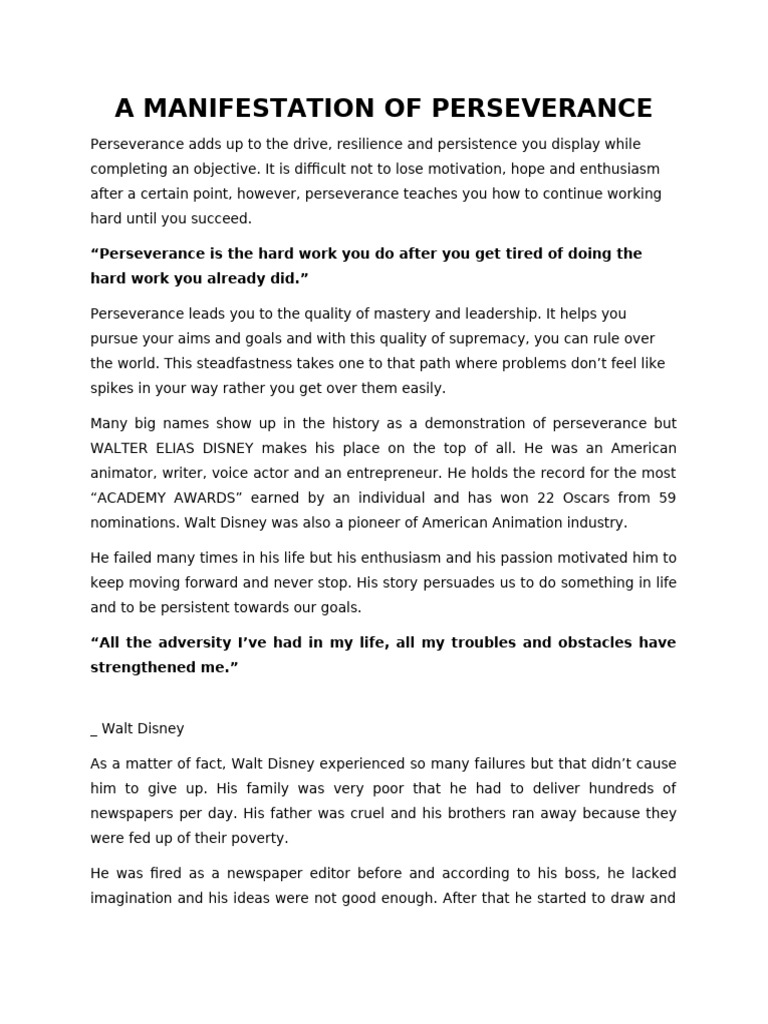 The Power of Perseverance: Walt Disney's Journey | PDF | Walt Disney