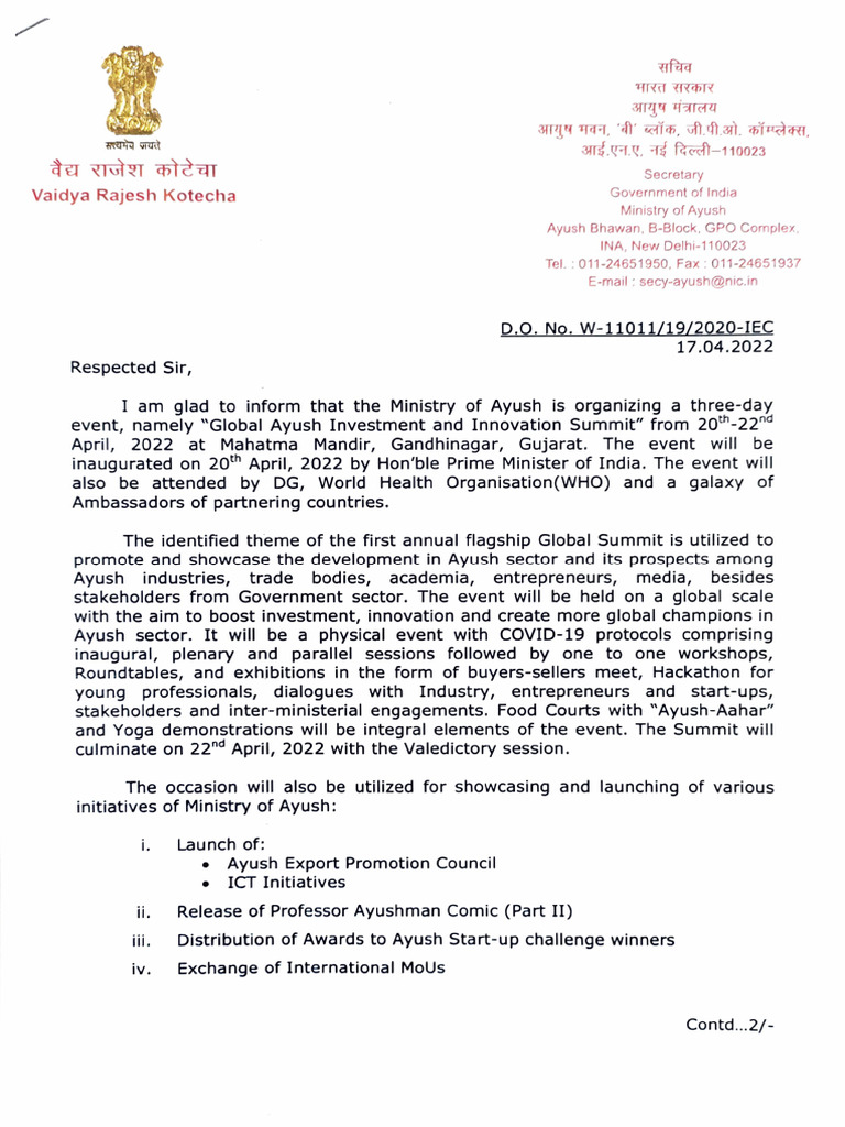 D.O. Letter To Hon'Ble Minister UP | PDF