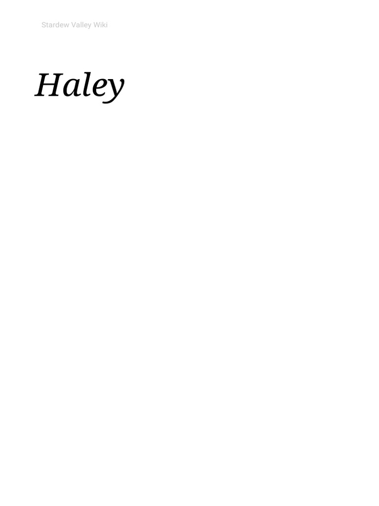 Perfil da Haley em Stardew Valley | PDF