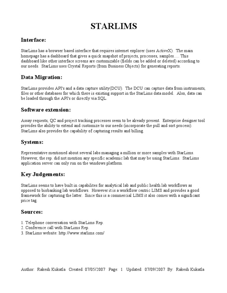 Overview of STARLIMS Features and Pricing | PDF