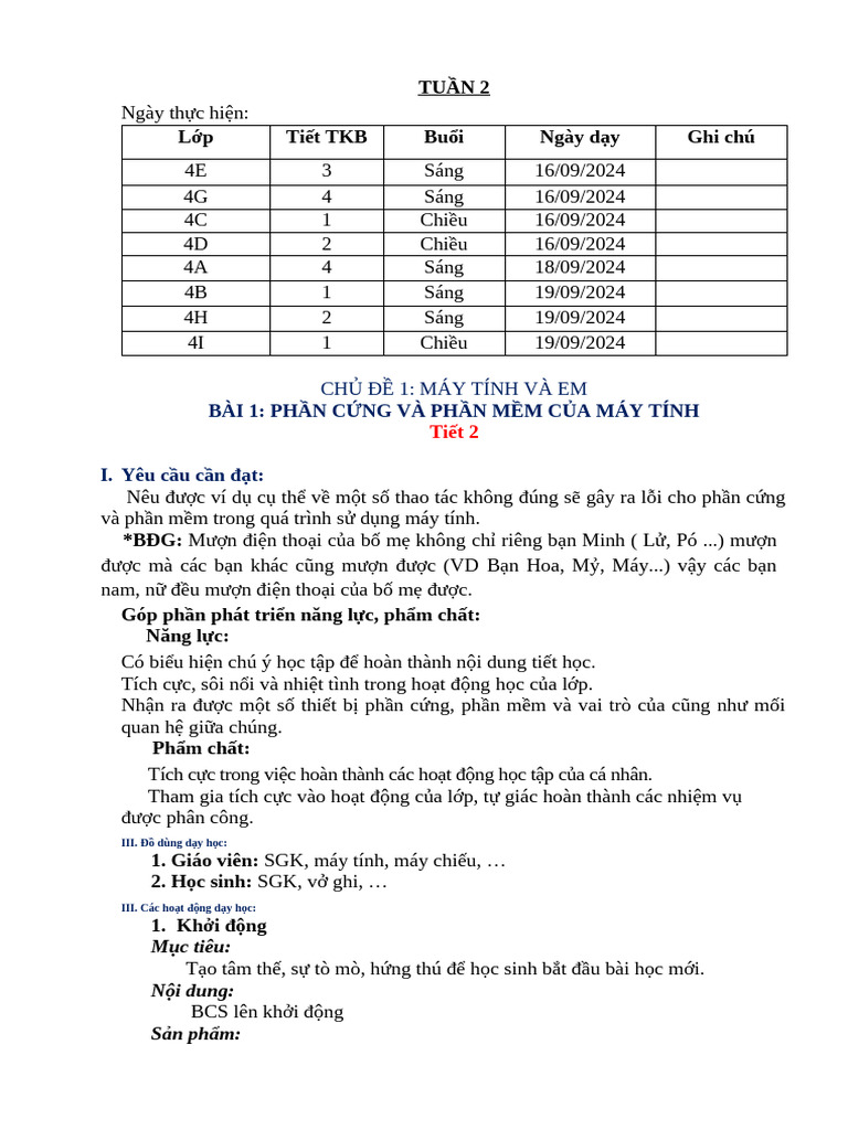 Tuần 2 - Bài 1 (t 2) | PDF