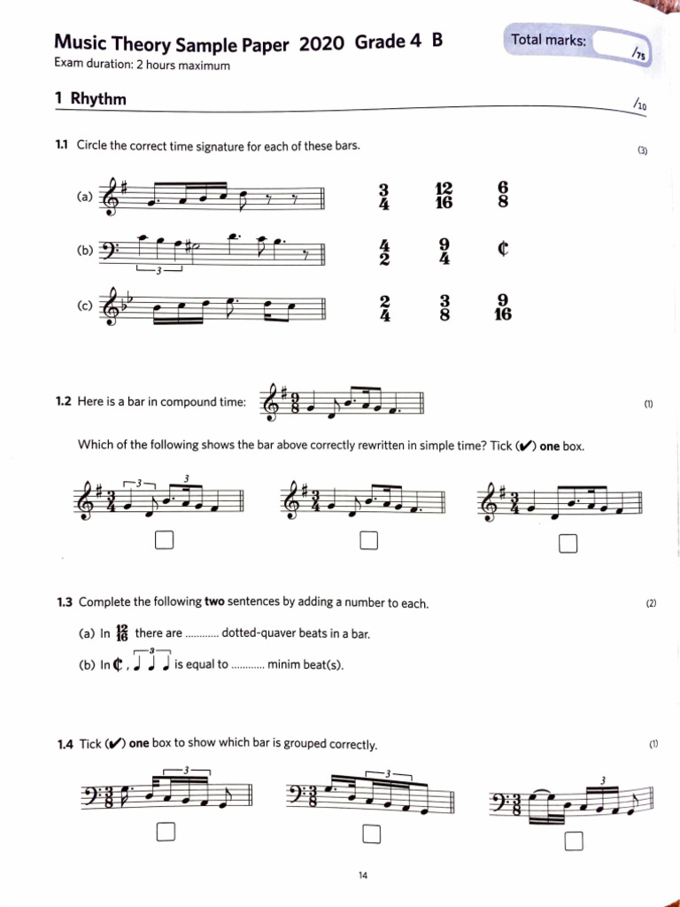 ABRSM Grade 4 Theory Sample Paper B | PDF | Scale (Music) | Minor Scale
