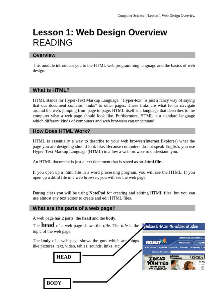 Lesson 1 - Reading Activity Overview | PDF