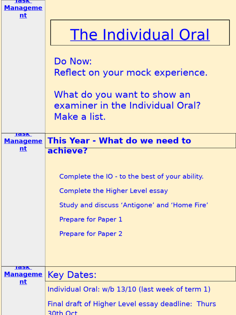 Individual Oral Preparation Guide | PDF | Liberal Arts Education