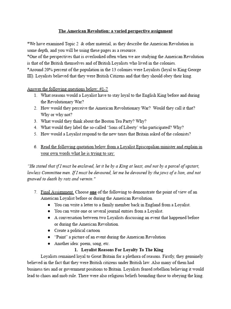 Loyalist Perspectives on the American Revolution | PDF | Patriot ...