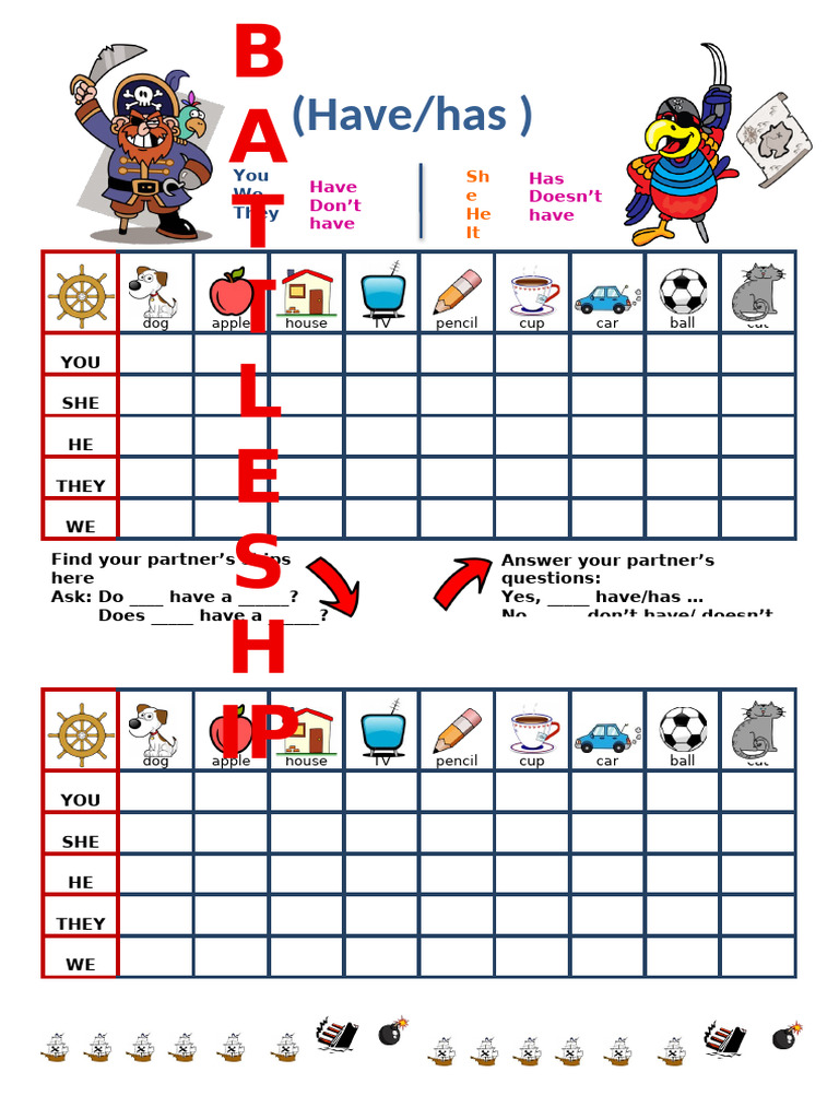 Battleship Game Vocabulary Guide | PDF