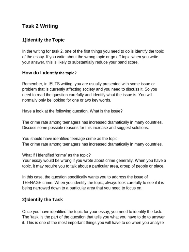How To Identify Topic and Task in Writing Task-2 | PDF