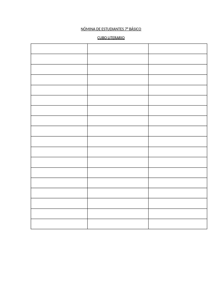 Nómina de Estudiantes 70 Basico | PDF