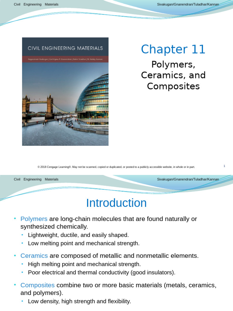 Sivakugan Civil Engineering Materials CH11 | PDF | Polymers | Composite ...