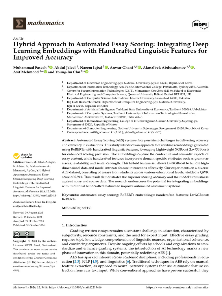 Hybrid Deep Learning for Essay Scoring | PDF | Deep Learning | Part Of ...