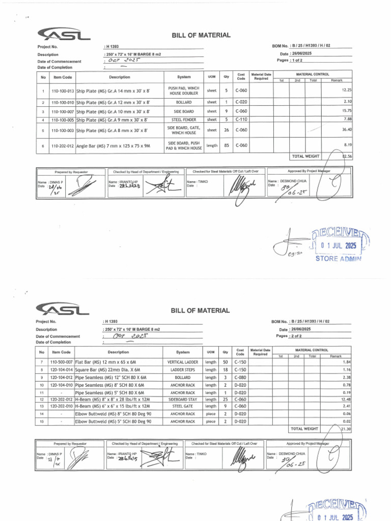 BOM No. B-25-H1393-H-02 | PDF