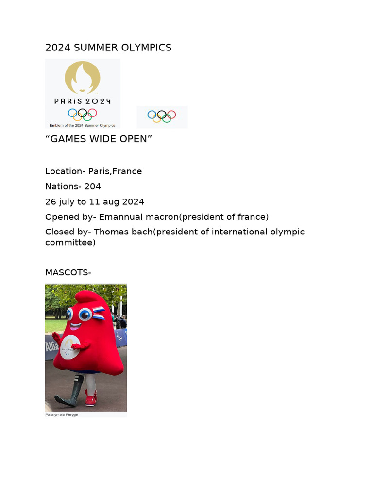 2024 Summer Olympics | PDF