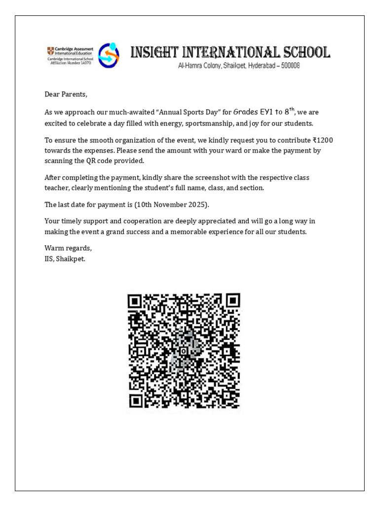 Annual Sports Day Contribution Notice | PDF