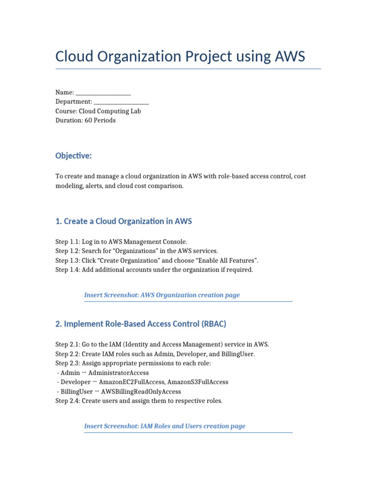 AWS Cloud Organization Project Report | PDF | Cloud Computing | Amazon ...
