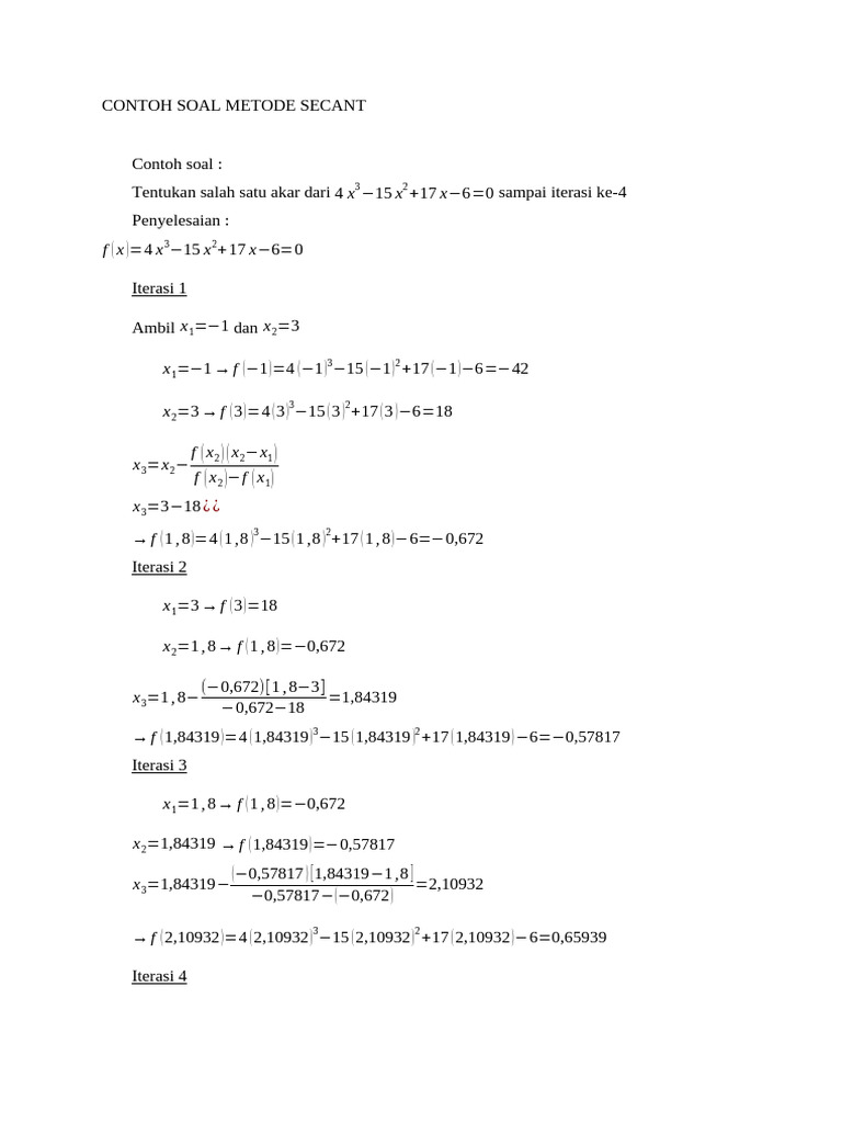 Contoh Soal Metode Secant | PDF