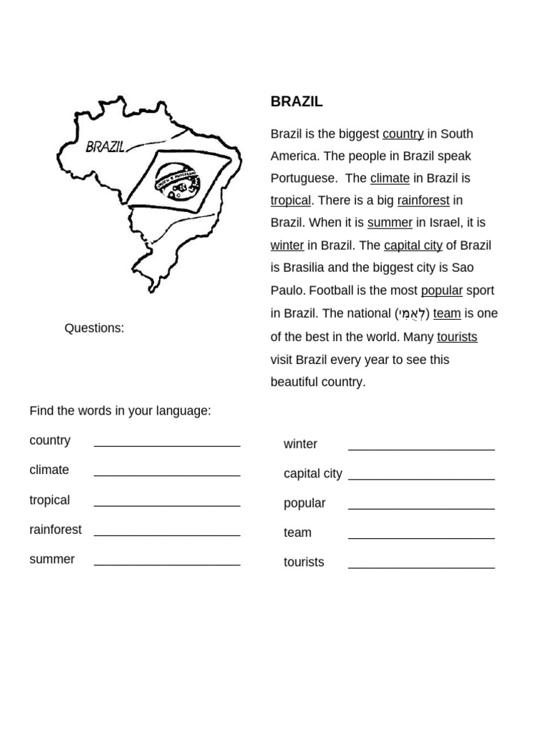 Reading Comprehension Brazil - 5th Grade | PDF | Brazil