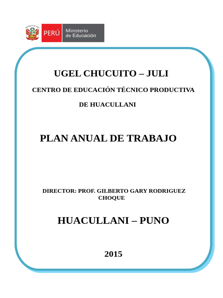 Plan Anual Trab - Cetpro 2014 | PDF | Plan de estudios | Business
