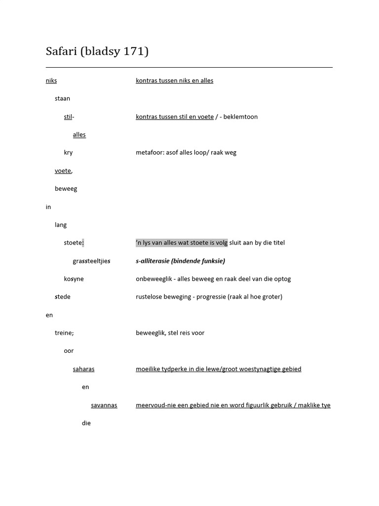 AFR Gr11 SAFARI POEM | PDF