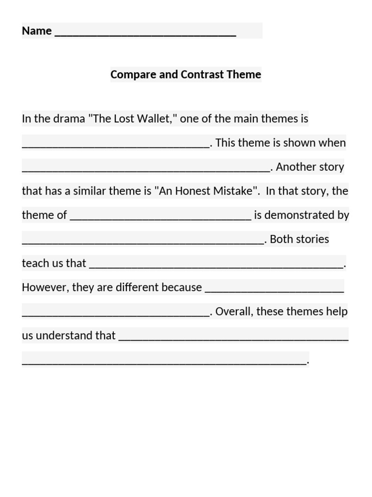 Compare and Contrast Themes in Drama | PDF