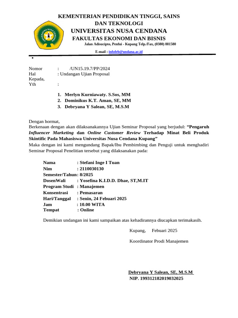 Undangan Seminar Proposal | PDF