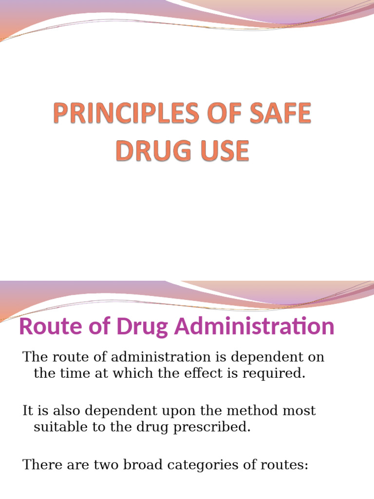 Principles of Safe Drug Use | PDF | Syringe | Tablet (Pharmacy)