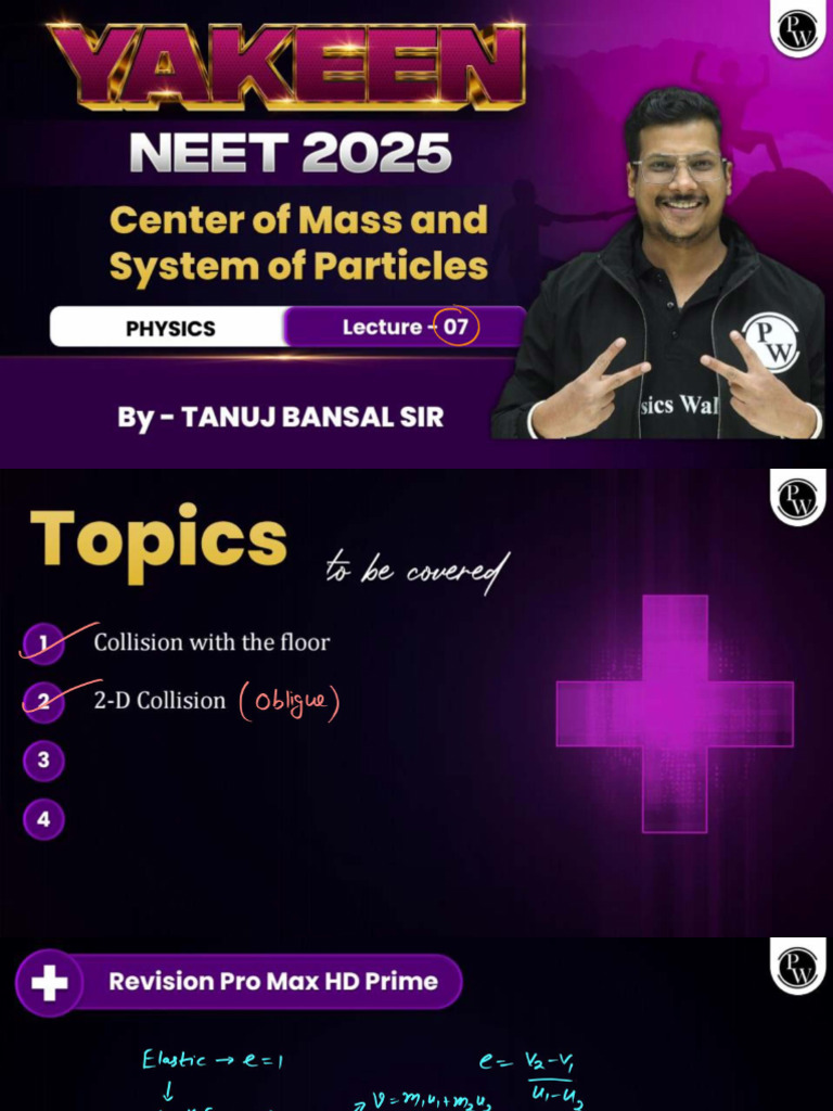 Center of Mass and System of Particles 07 Class Notes | PDF