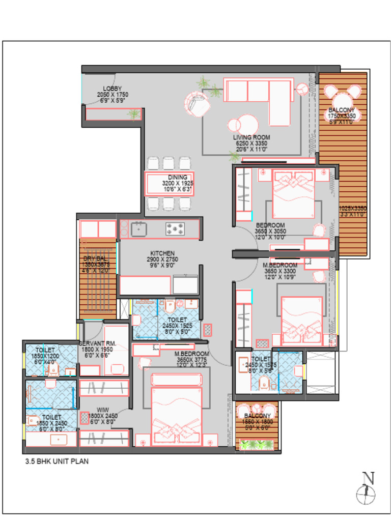 3.5 BHK Unit Plan | PDF