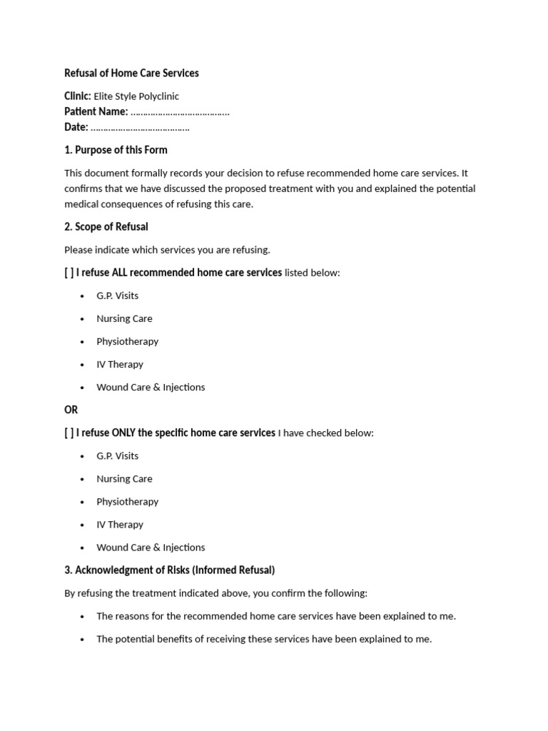 Patient Refusal Form | PDF