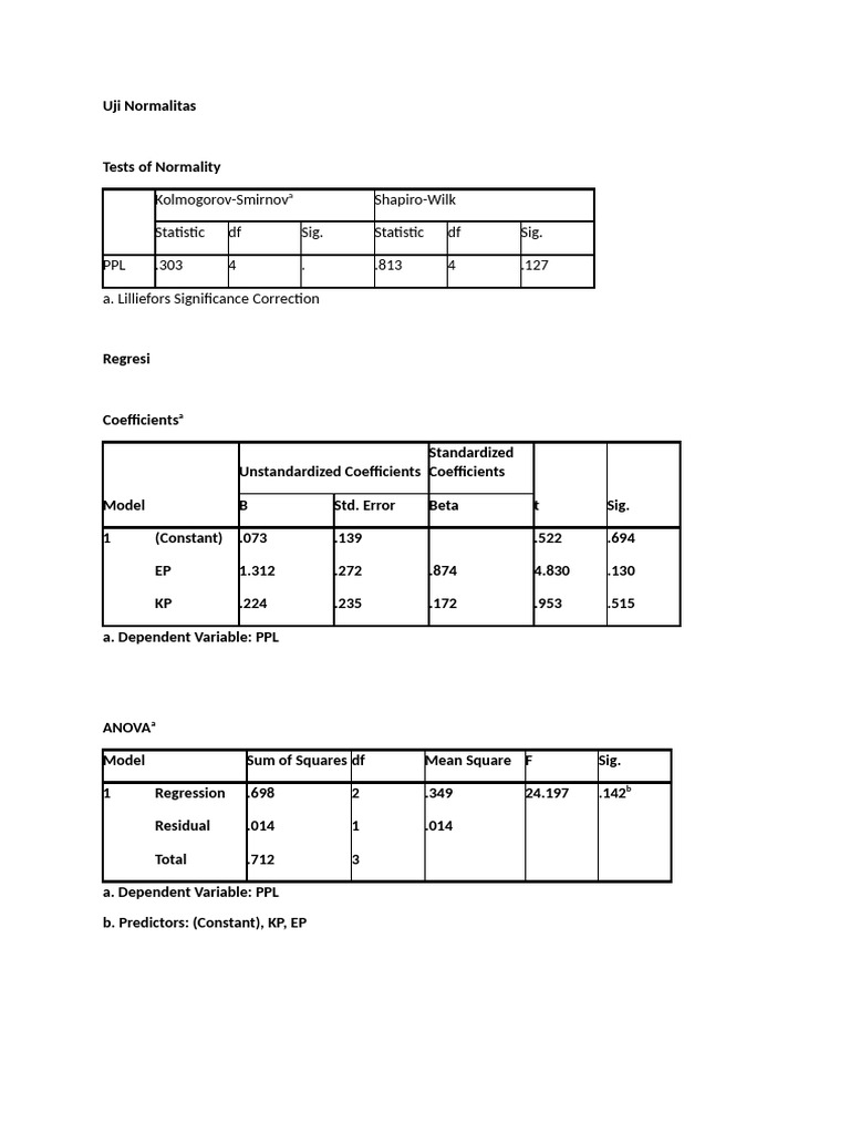 Normality Test and Regression Analysis | PDF