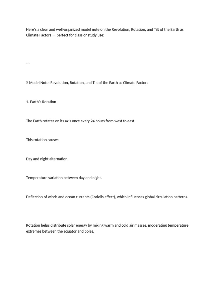 Factors Affecting Climate | PDF | Earth | Sun