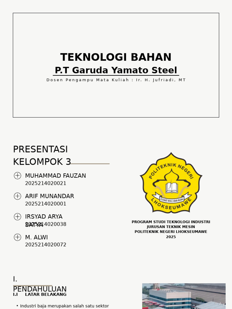 Teknologi Bahan P.T Garuda Yamato Steel - 20251014 - 124802 - 0000 | PDF