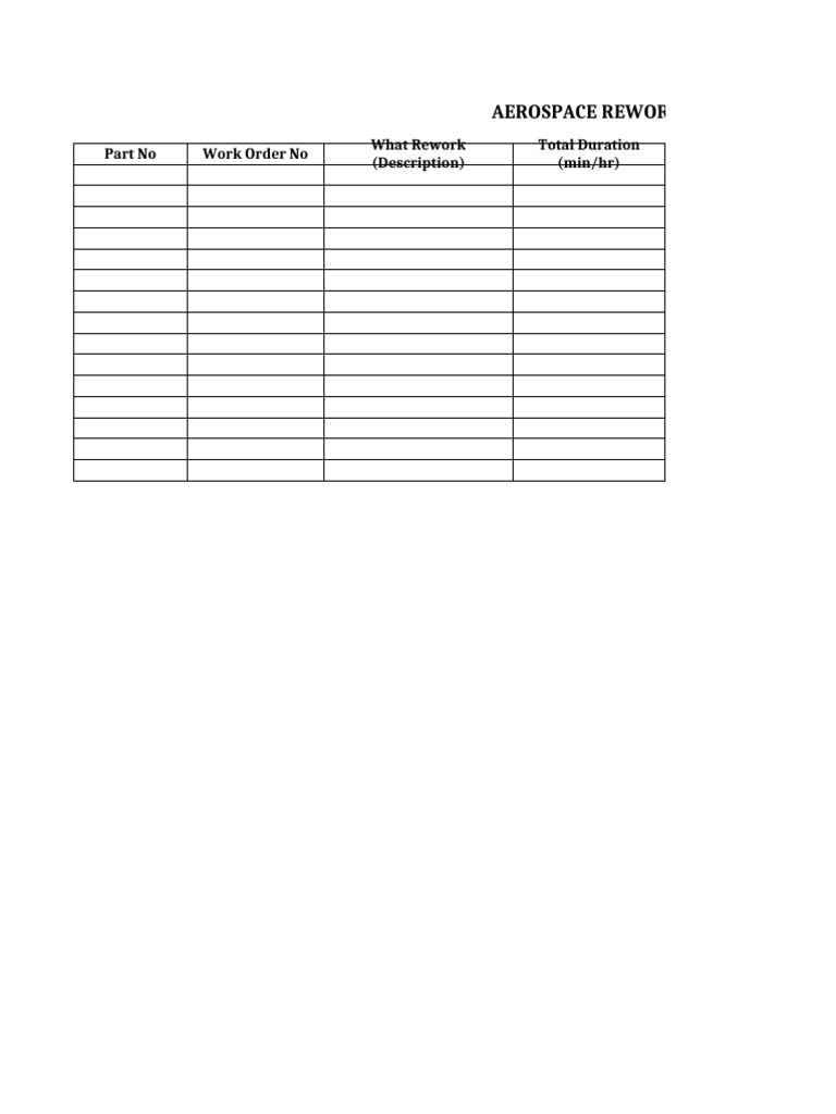 Aerospace Rework Log Simple | PDF